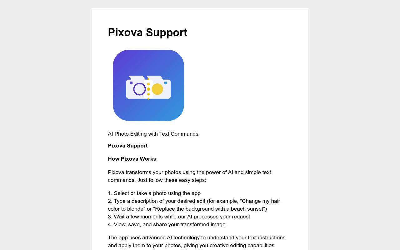 Pixova Support
